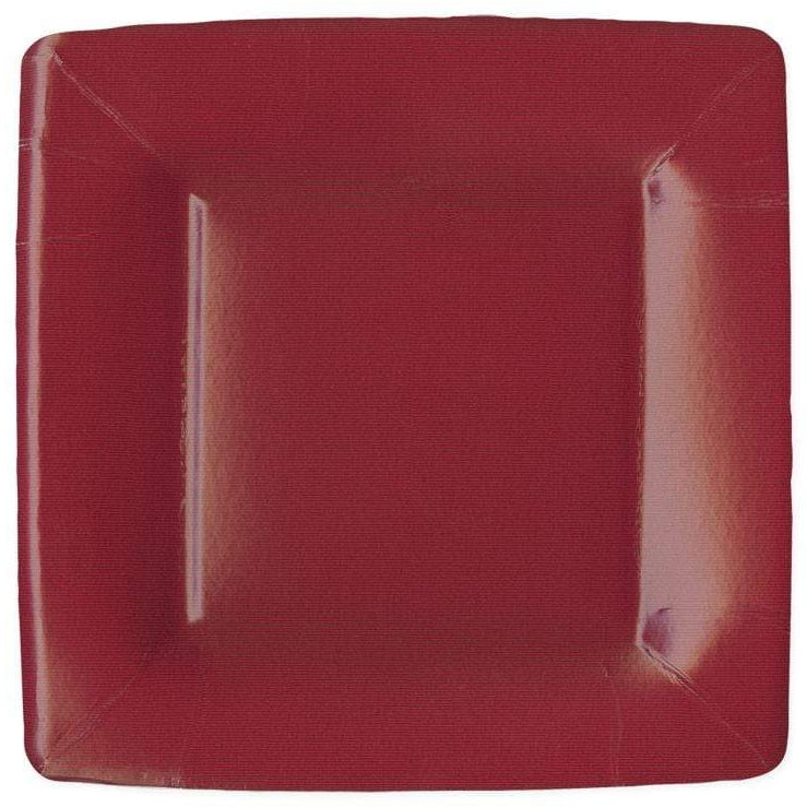 Grosgrain Square Paper Plates, Cranberry